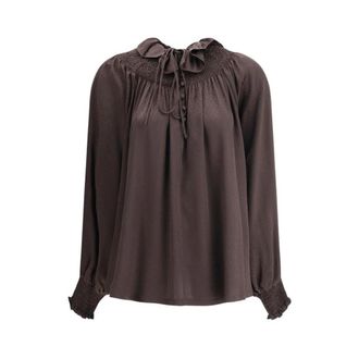 Burberry Geometrische Seidenbluse - - Blouses & Shirts - Damen - Braun - 2XS