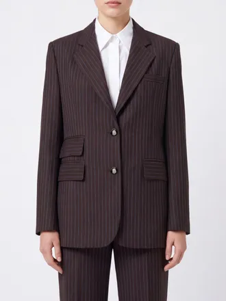 Elisabetta Franchi Blazer droit en m&eacute;lange de laine &agrave; motif rayures tennis