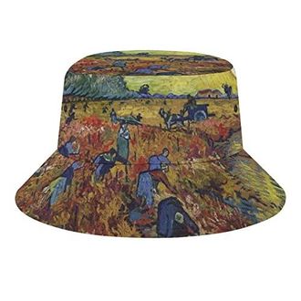 Generic Le Vignoble Rouge Chapeau De Pêcheur Pliable Chapeau Pêche Anti-UV Casquettes Visières pour Été Plage Plein Air