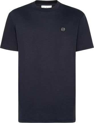 Philipp Plein t-shirt en coton à patch logo - Bleu