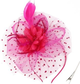 Dreshow Chapeau Fascinateur Bandeau de Plumes Chapeau Fascinateur pour Femmes avec Clip Bandeau Fleuri pour Filles et Femmes