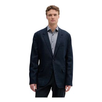 Michael Kors Homme, Vestes, Bleu, Taille: 3XS Blazer en lin &agrave; revers crant&eacute;s