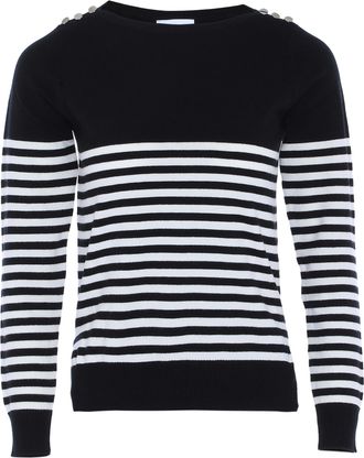 Usha Zur Seite fahren Damen SCHWARZ WOLLWEISS STREIFEN