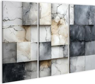Islandburner Bild auf Leinwand Verschiedene Marmorkacheln in Grautönen an Einer Wand Bilder Wandbilder Poster