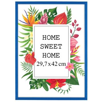 MG Design Blau Bilderrahmen A3 29,7 x 42 cm - Aus echtem Holz mit Acrylglas, zum Aufh&auml;ngen & Aufstellen, f&uuml;r Fotos, Poster & Puzzle