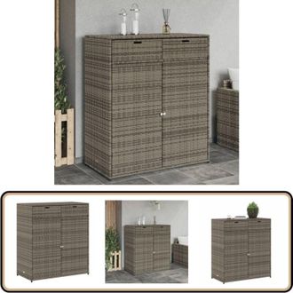 vidaXL Gartenschrank Grau 105x55x113 cm Poly Rattan - Outdoor-Schrank - Gartenschrank - Stauraum - Gartenorganisation - Wetterfest