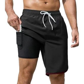 Generic HUIWDP Short de bain d&eacute;t&eacute; tendance en polyester pour homme S&eacute;chage rapide Taille &eacute;lastique Pantalon de plage Traje De Ba&ntilde;o, A29, 3XL