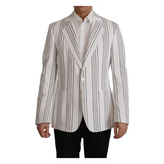Dolce & Gabbana Gestreifter Baumwollmischblazer - - Jackets - Herren - Wei&szlig; - S