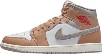 Nike Air Jordan 1 Mid Chaussures pour homme (Chanvre/Blanc/Gris universitaire/Rouge feu), Chanvre/rouge feu-blanc, 8