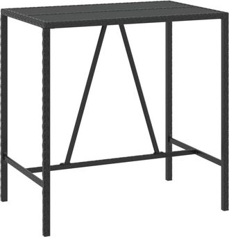 vidaXL Vidaxl - Table de bar et dessus en verre noir 110x70x110 cm poly rotin
