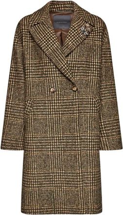 Elena Miro Femme, Manteaux, Brun, Taille: 42 FR Manteau gallois avec broche