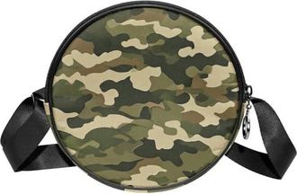 Generic Sac &agrave; bandouli&egrave;re Circle pour femme, petit sac &agrave; bandouli&egrave;re camouflage avec fermeture &eacute;clair, bretelles r&eacute;glables, sac &agrave; main rond d&eacute;contract&eacute; pour f