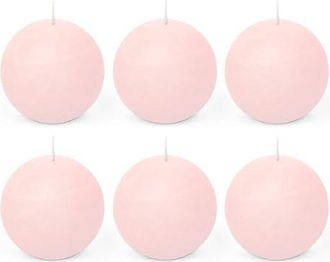 Spaas 6 x Rustikale Kugelkerze, 80 mm, 24 h, hellrosa