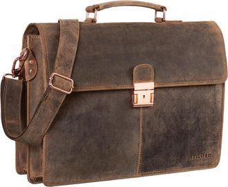 STILORD Apolonius Arbeitstasche Herren Leder Vintage Aktentasche Umh&auml;ngetasche Dokumententasche A4 15,6 Zoll Laptop Tasche f&uuml;r B&uuml;ro Business Echtleder Farbe:C