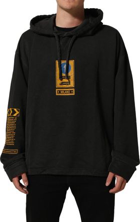 Dolce & Gabbana Logo-Embroidered Cotton Hoodie - Black