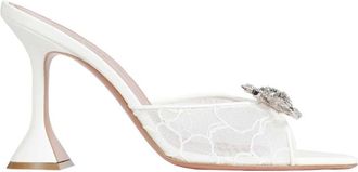 Amina Muaddi Femme, Chaussures, Blanc, Taille: 38 EU Rosie Lace Slipper 95