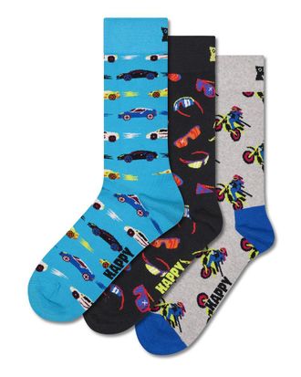 Happy Socks 3er Pack Geschenkbox mit Motorsport-Motiven in