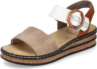 Rieker Damen Keilsandalen 62964, Frauen Sandalen,Keilsandaletten,Wedge-Heel,bequem,flach,Sommerschuhe,Freizeitschuhe,beige Kombi (90),41 EU / 7.5 UK