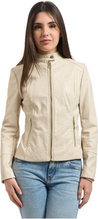 Guess Femme, Vestes, Beige, Taille: 40 FR Claudine Biker Jacket
