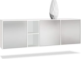 Vladon Kommode Cuba, Made in Germany, Wei&szlig; matt/Hellgrau seidenmatt - Modernes Sideboard f&uuml;r Ihr Wohnbereich - (BxHxT) 182x53x35 cm