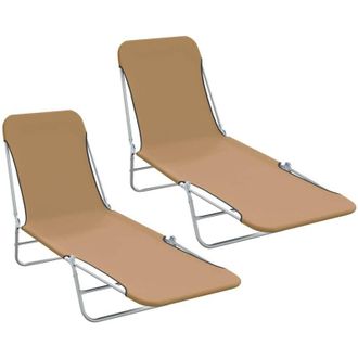 vidaXL Klappliegen 2 Stk. Stahl und Stoff Taupe Vidaxl