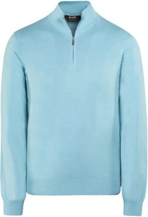 Moorer Homme, Pulls, Bleu, Taille: 3XL Pull Atlante Demi-zip