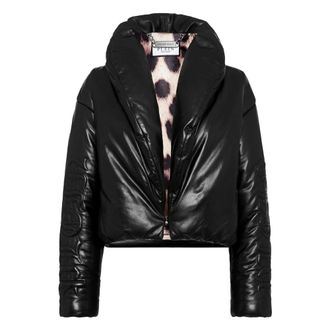 Philipp Plein Femme, Vestes, Noir, Taille: 40 FR Blouson de motard en cuir soyeux Skull&Bones