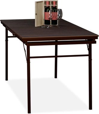 Relaxdays Relaxdays Table de jardin extensible et pliante, largeur : 166-215 cm, plastique et acier, 8 personnes, marron