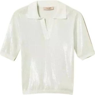 Twinset Femme, Tops, Bleu, Taille: 40 FR Polo en maille avec broderie de sequins