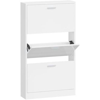 vidaXL Schuhschrank Hochglanz-Wei&szlig; 59x17x108 cm Holzwerkstoff - Vidaxl