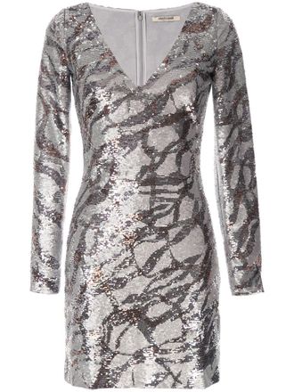 Roberto Cavalli robe ajustée brodée de sequins - Gris