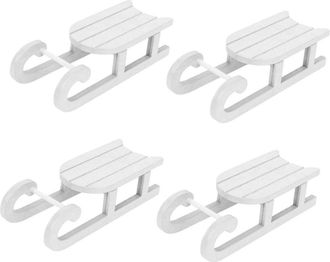 Angoily 4st&uuml;cke Wei&szlig;er Holzschlitten als Weihnachtsschlitten-Ornament Kreative Tischdeko f&uuml;r Schreibtisch Heim und Festtagsdeko