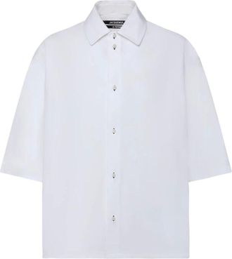 Jacquemus Homme, Chemises, Blanc, Taille: 2XL Short Sleeve Shirt