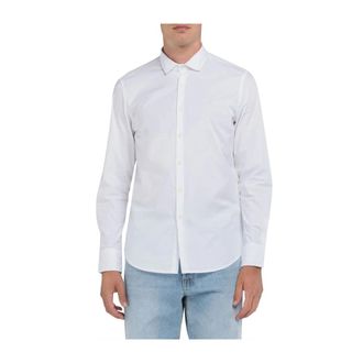 Replay Slim-Fit Poplin Hemd - - Shirts - Herren - Wei&szlig; - 2XL