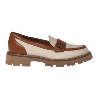 Baldinini Femme, Chaussures, Beige, Taille: 36 EU Mocassin en Toile et Cuir