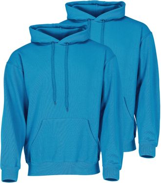 Fruit Of The Loom Doppelpack Classic Kapuzen-Sweat Herren Hoodie 2er Pack + GRATIS MyShirt Stoffbeutel, Farbe:azurblau, Gr&ouml;&szlig;e:2XL