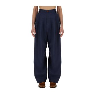 Alysi Femme, Pantalons, Bleu, Taille: 42 FR Pantalon Large en Toile