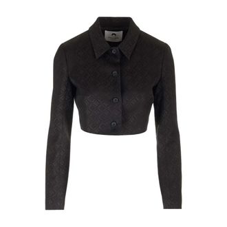 Marine Serre Cropped Moon Diamond Jacquard Jacke - - Jackets - Damen - Schwarzk - M