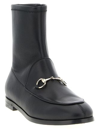 Gucci Womens Black Lamb Leather Ankle Boots