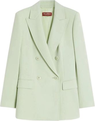 Max Mara Femme, Vestes, Vert, Taille: 38 FR Fitted Wool Crepe Blazer