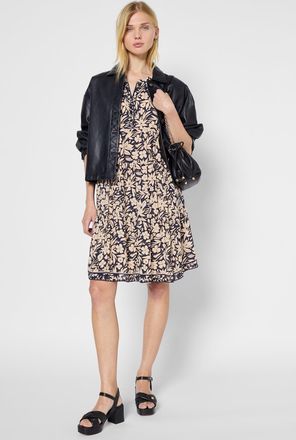 Gerard Darel Robe courte et droite &agrave; fleurs - PETAL - Marine
