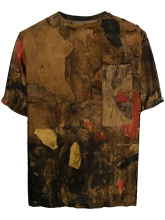 Uma Wang t-shirt &agrave; imprim&eacute; abstrait - Marron