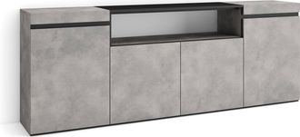 Skraut Home | Sideboard, Highboard | Kommode, Komodenschrank | 200x75x35cm | 4 T&uuml;ren | Wohnzimmer, K&uuml;che | Moderner Stil | Zement