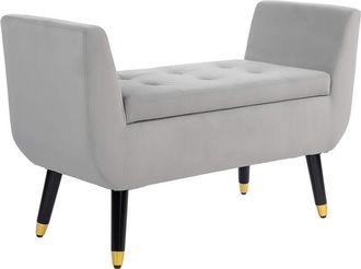 HOMCOM Homcom - Sitzbank mit Stauraum Armlehnen Polsterbank mit Samtoptik, Sitztruhe mit Holzbeine, Truhenbank f&uuml;r Wohnzimmer Schlafzimmer Flur 107 x 42 x