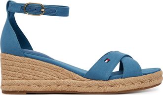 Tommy Hilfiger Espadrilles Tommy Hilfiger Hemp Crossover Strap Wedge Espadrilles FW0FW09332 Blau