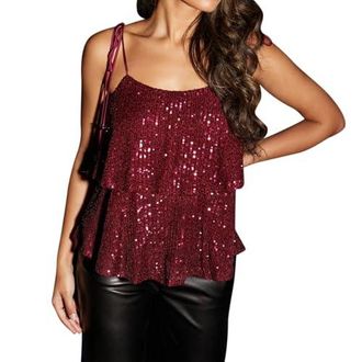 Generic Caraco &agrave; paillettes pour femme - D&eacute;bardeur tendance sans manches d&eacute;contract&eacute; &agrave; bretelles r&eacute;glables - D&eacute;bardeur baggy confortable - Camisole l&eacute;g&egrave;re &agrave; p