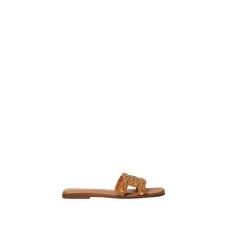 Twinset Nieten Leder Slide Sandalen - - Shoes - Damen - Braun - 36 EU