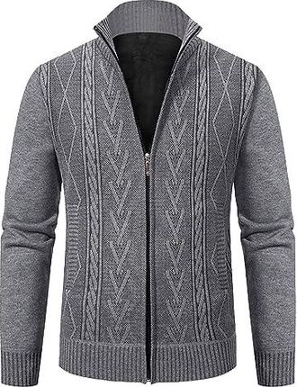 Generic Chemise en Tricot de Cardigan en Coton Assorti aux Couleurs de la Mode pour Hommes Veste Noire Zippée