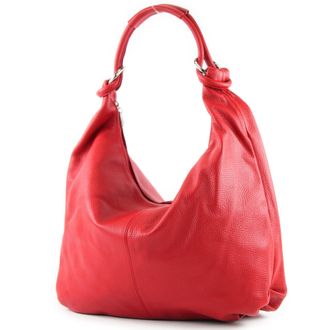 modamoda.de 337 Damen Leder Schultertasche Shopper Large handmade in Italy, Farbe:Rot