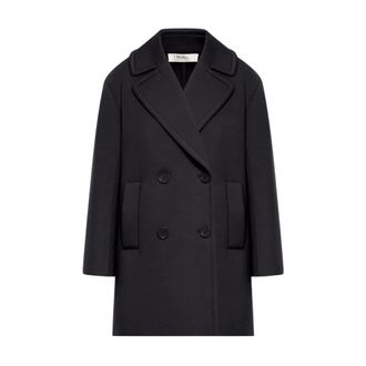 Max Mara Femme, Manteaux, Noir, Taille: 40 FR Caban court crois&eacute;